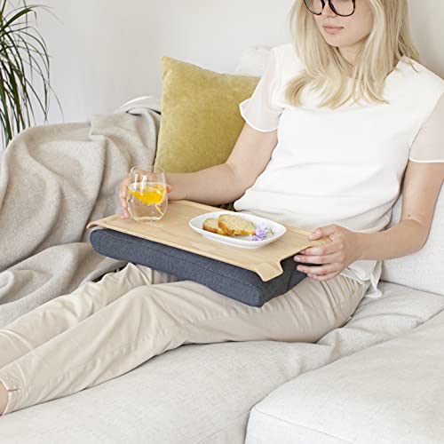 bosign Mini Multi-Purpose Laptray, Anti-Slip, Ash Wood with Salt and Pepper Gray Cushion