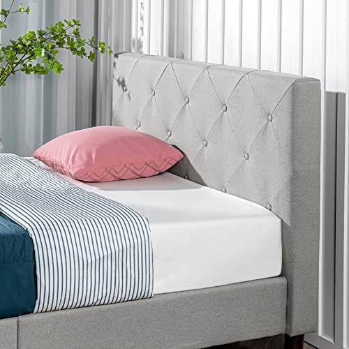 ZINUS Shalini Upholstered Platform Bed Frame / Mattress Foundation / Wood Slat Support / No Box Spring Needed / Easy Assembly, Light Grey, Full
