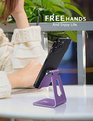 Tobeoneer Adjustable Cell Phone Stand Desk Phone Holder, Mobile Phone Cradle Dock for iPhone 13 12 11 Pro X XS 8 7 6 6s Plus 5 5S Samsung Huawei All Smartphones (Purple)