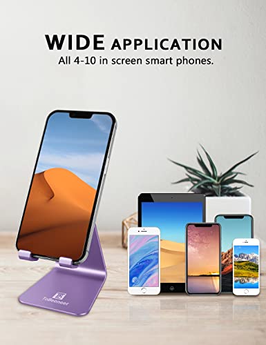Tobeoneer Adjustable Cell Phone Stand Desk Phone Holder, Mobile Phone Cradle Dock for iPhone 13 12 11 Pro X XS 8 7 6 6s Plus 5 5S Samsung Huawei All Smartphones (Purple)