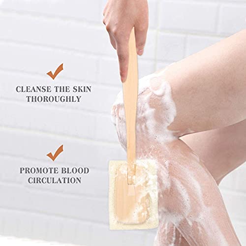 ZCX Body Brushes Loofah Mesh Bath Brush with Wooden Handle Stick Back Scrubber Loofa Sponge Pads Body Shower Bath Spa Exfoliating Luffa Brush Body Brushes