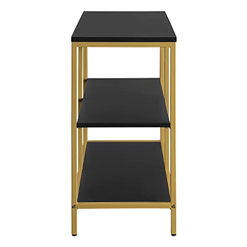 OSP Home Furnishings Modern Life Contemporary Double 3 Shelf Bookcase and Credenza, Black