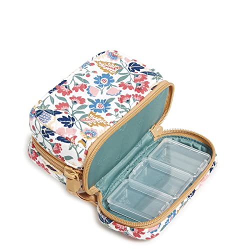 Vera Bradley Women's Cotton Deluxe Travel Pill Organizer, Enchanted Mandala - Recycled Cotton, One Size