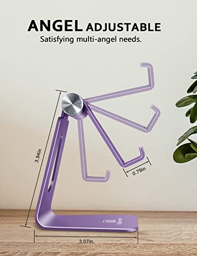 Tobeoneer Adjustable Cell Phone Stand Desk Phone Holder, Mobile Phone Cradle Dock for iPhone 13 12 11 Pro X XS 8 7 6 6s Plus 5 5S Samsung Huawei All Smartphones (Purple)