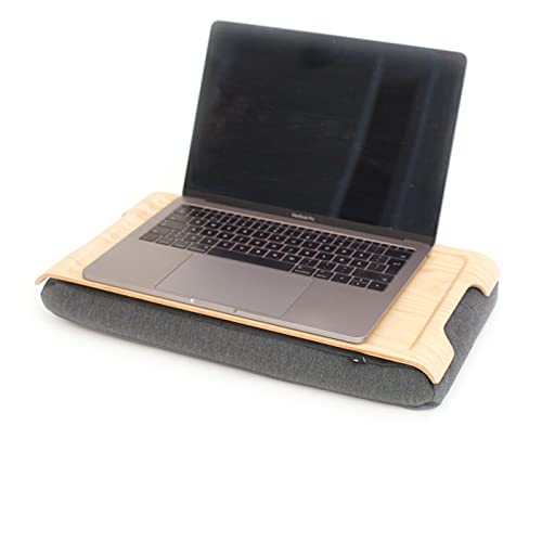 bosign Mini Multi-Purpose Laptray, Anti-Slip, Ash Wood with Salt and Pepper Gray Cushion