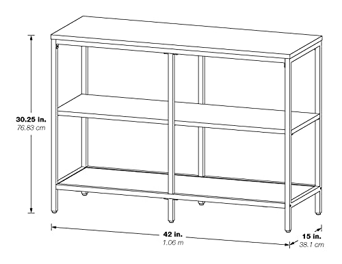 OSP Home Furnishings Modern Life Contemporary Double 3 Shelf Bookcase and Credenza, Black