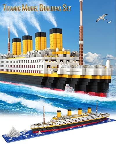 HYG Toys Titanic Micro Mini Building Blocks Set, 1860Pcs Titanic Toy Ship Model Building Bricks, 3D Puzzle Sets DIY Educational Toys Gift for Adults and Kids