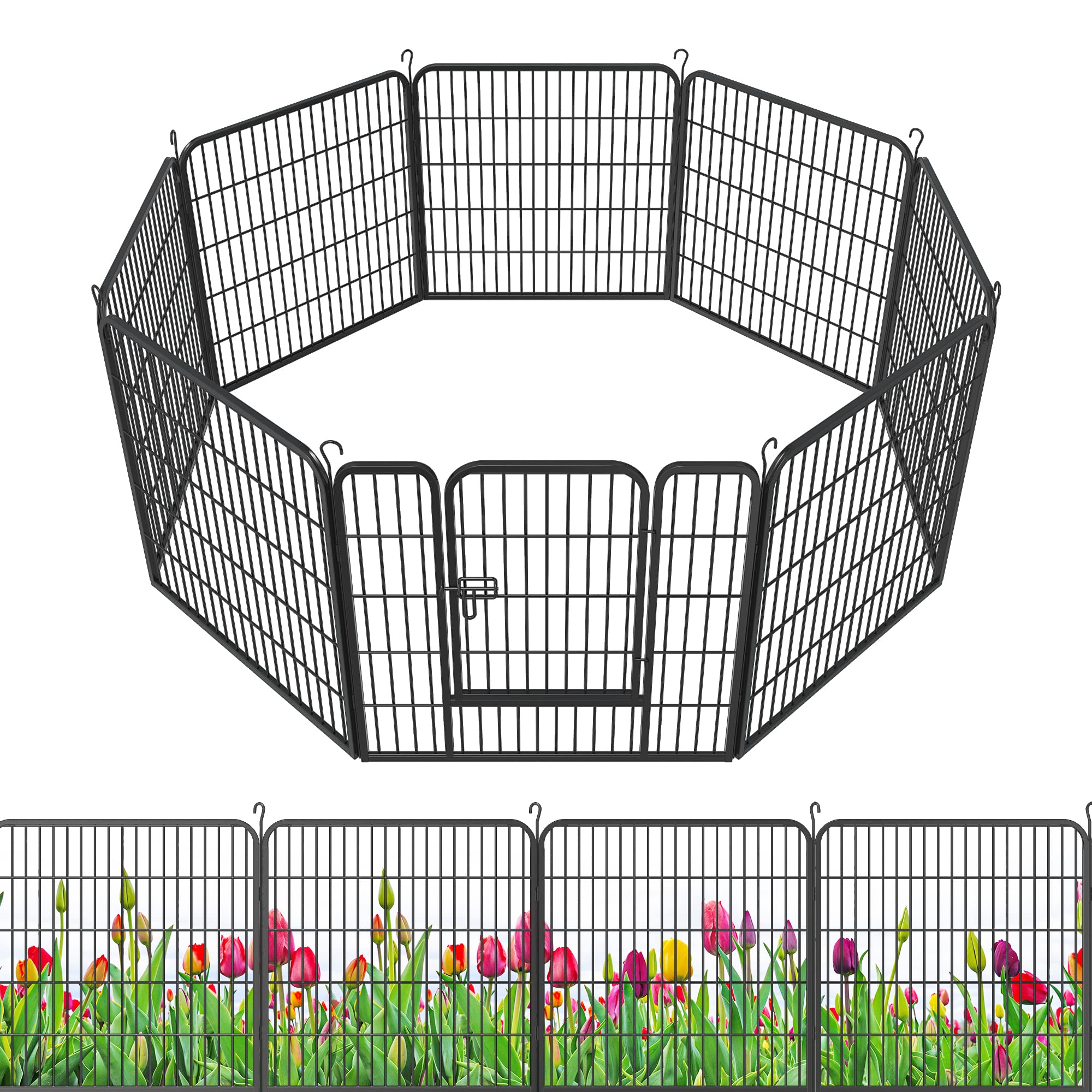 YITAHOME Garden Fence Outdoor Animal Barrier Fence Dog Fences for The Yard Metal Fence Border for Patio/Lawn (8Pcs 32inch)