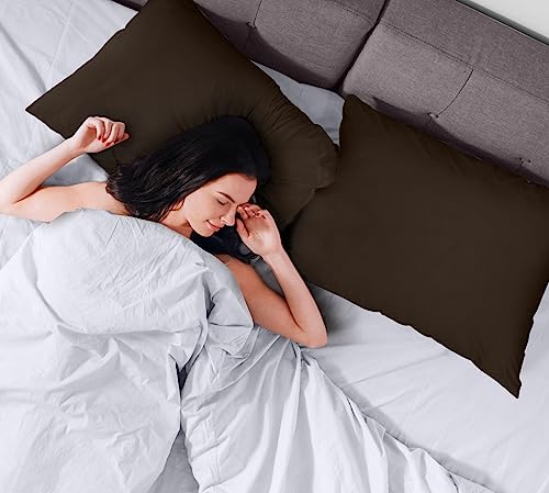Utopia Bedding Waterproof Pillow Protectors Zippered (2 Pack, Brown) Queen Size, Zippered Pillowcases, Bed Bug Proof Pillow Encasement Covers 20 x 28 Inches
