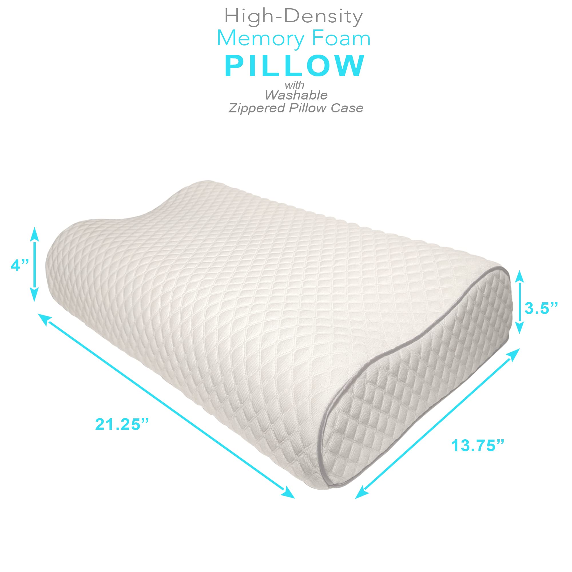 Memory Foam Cervical Neck Pillow - Back, Stomach, and Side Sleeper Pillow for Neck and Shoulder Pain Relief and Snoring Reduction - Orthopedic Neck Support Pillow with Breathable Cover