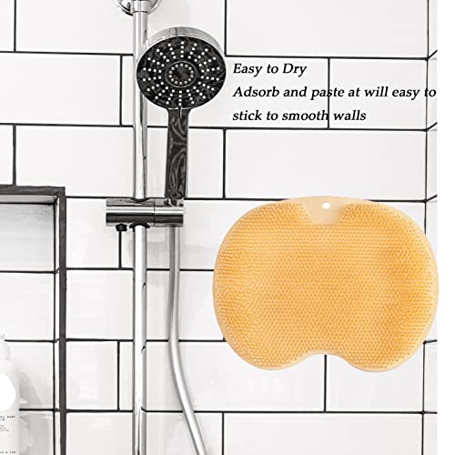 Hfpengzan Shower Foot & Back Scrubber, Wall Mounted Massage Pad, Silicone Bath Massage Cushion Brush with Suction Cups for Body Scrubber Improve Foot Circulation & Soothes Tired Feet (Orange)