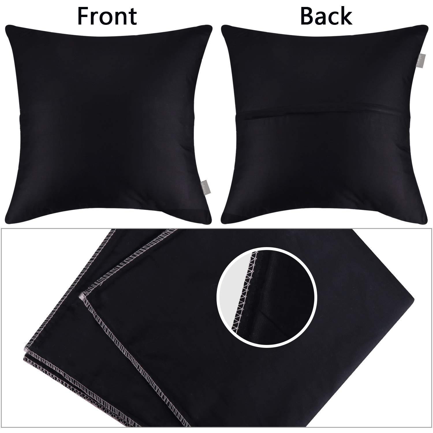 8-Pack 100% Cotton Comfortable Solid DIY Decorative Throw Pillow Case for Christmas Halloween Couch Sofa (4-Pack Black and 4-Pack White)