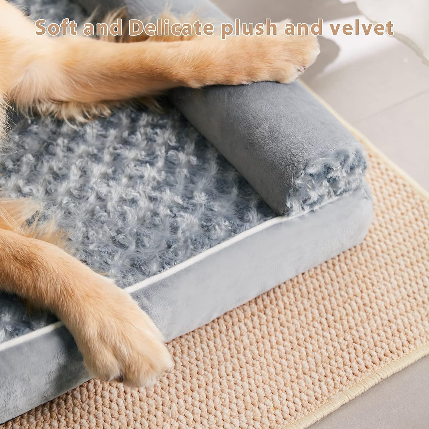 Orthopedic Dog Beds for Medium/Large/ExtraLarge Dogs with Waterproof Lining,Removable Washable Cover and Nonskid Bottom, Comfortable Couch Egg Foam Sofa Dog Beds Grey