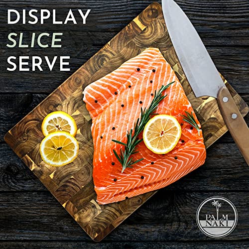 Palm Naki Acacia Wood Cutting Board - Large & Durable Cutting Board, Decorative Cutting Board, 20” x 14” x 1.26”