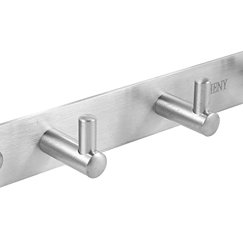 Towel Hook Hanger Wall Mounted - NHENY 16-Inch Coat&Key Hook Rack with 6 Heavy Duty Hooks, Wall Hanger for Bedroom, Bathroom, Foyer, Hallway, Garage, Garden, Office, 304 Stainless Steel Brushed Nickel