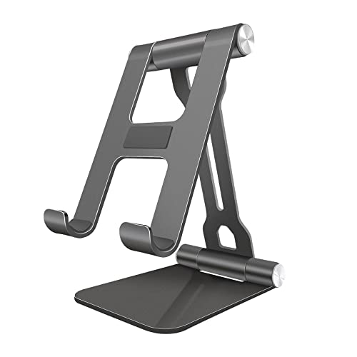 Cell Phone Stand, Adjustable Foldable Aluminum Desktop Phone Holder Cradle Dock Compatible with iPhone 14 13 12 11 Pro Max, SE, XR, 8 Plus, Android Smartphone, Pad, Desk Accessories