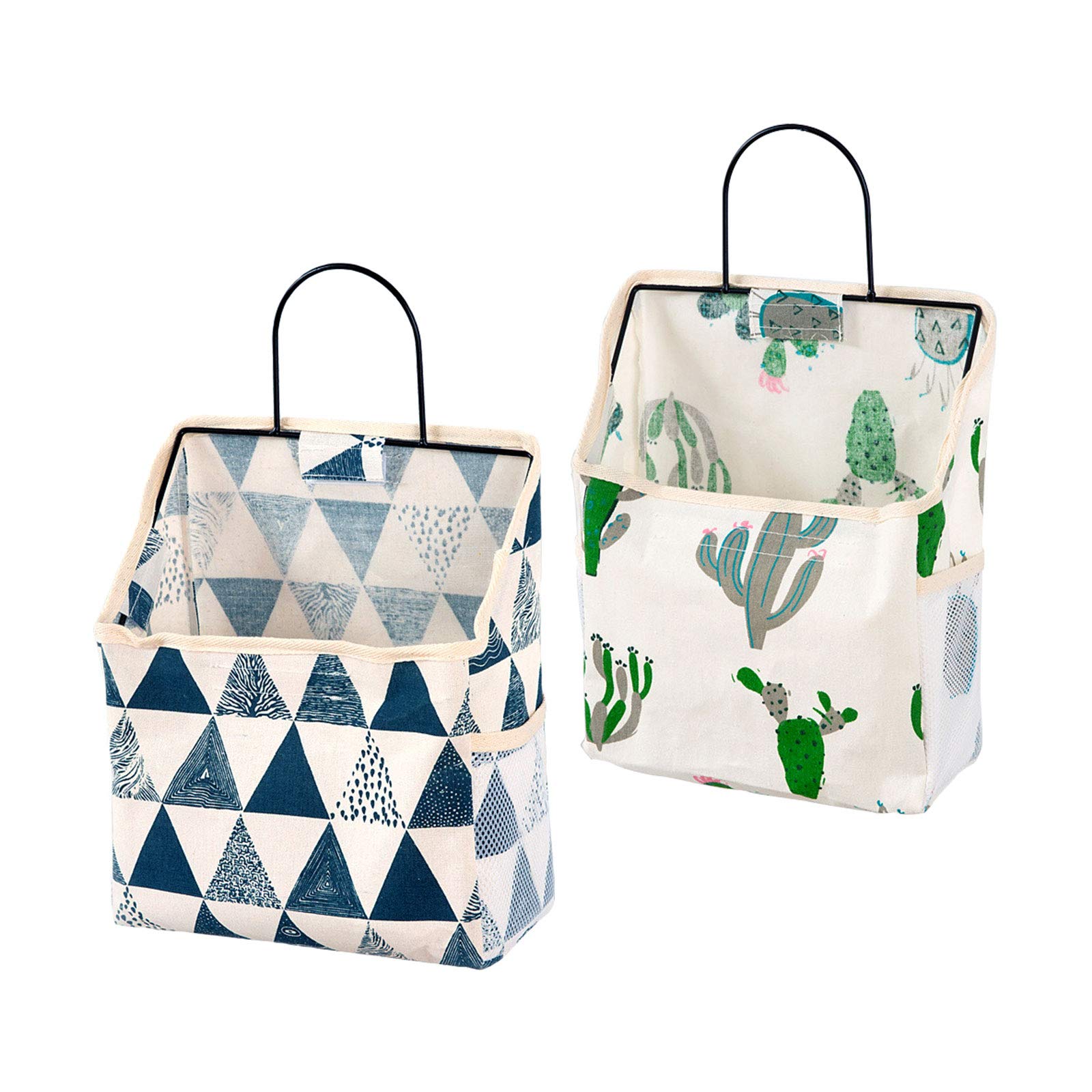 SuperDuo 2Pack Wall-Mounted Fabric Storage Bag Big Pocket Clothing Closet Organizer Basket Over The Door Linen Cotton Hanging Shelves Home Kitchen Box for Bedroom Bathroom Dormitory Desktop