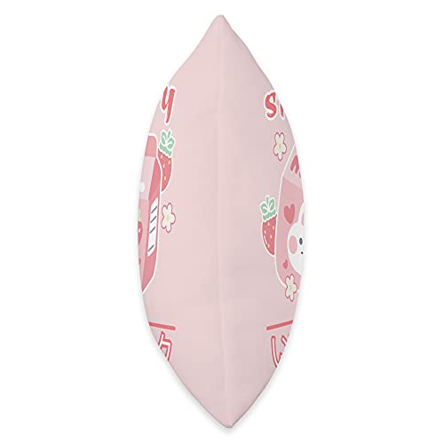 Cute Strawberry Milk Korean Kpop Cute Kawaii Strawberry Milk Cartoon Aesthetic Japan Anime Throw Pillow, 16x16, Multicolor