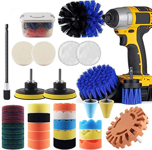 37 Pcs Polishing Pads Kit, Drill 3 Inch Buffing Pad,Car Buffer Polisher Kit Drill Buffing Kit for Car Polishing,Waxing,Sealing Glaze car Detailing Kit for All Surfaces