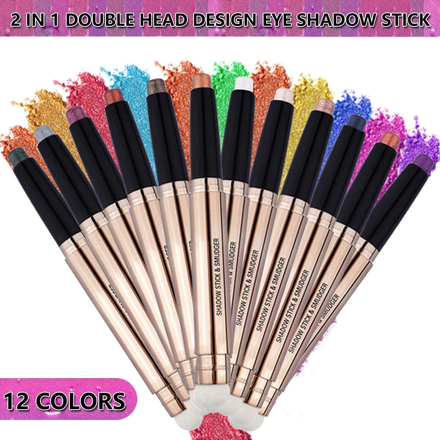 OVIQERKI 18 color eyeshadows stick shimmer,Highlighter waterproof eyeshadow pen,Colour pop eye makeup (Pale golden #02)