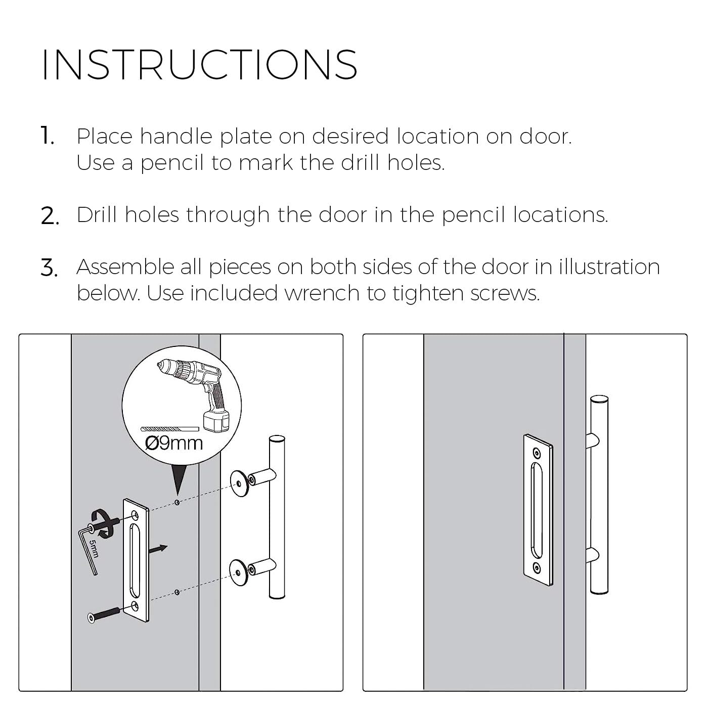Rio Salto 12-Inch Brushed Brass Gold Barn Door Handle Kit, Closet Door Handle, Solid Aluminum Pull Handle and Flush Handle Set Heavy Duty Large Sliding Door Handles Hardware Included (1-Door Pack)