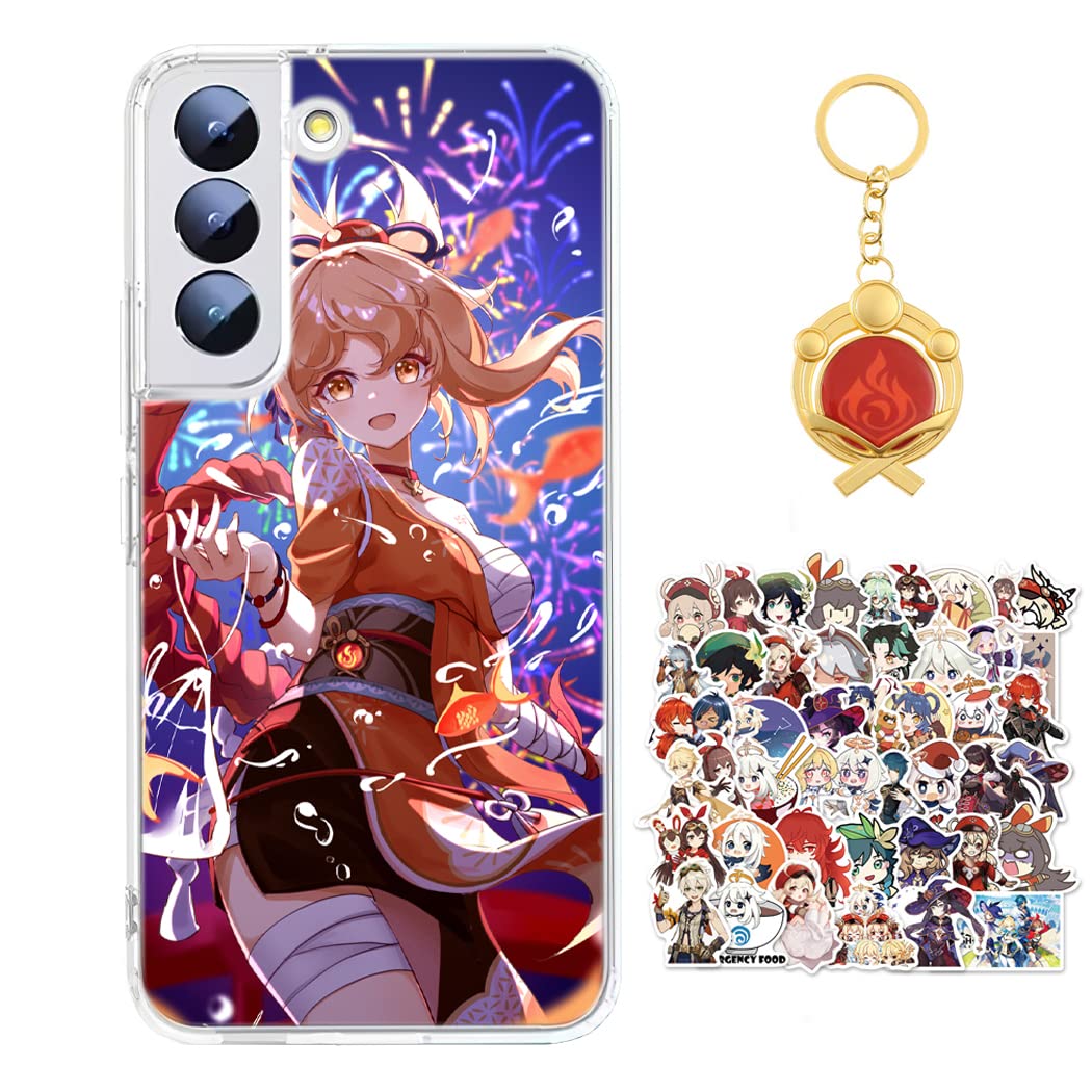 Staremeplz Compatible with Samsung Galaxy S9 Plus Case Genshin Impact Anime Game Design [with Vision Keychain and 50pcs Stickers] Cartoon Transparent Soft Silicona Case for Samsung Galaxy S9 Plus