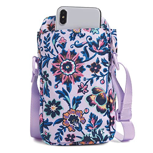 Vera Bradley Women's Recycled Lighten Up Reactive Deluxe Water Bottle Crossbody Sling Bag, Cloud Vine Multi, One Size