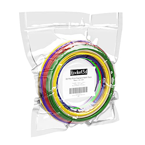 Rocket3d 3D Printer/Pen Filament Sample Bag, 1.75mm Made in The USA, 24 Exclusive Colors, (Includes Wood and Marble PLA), Each Color is 15 Feet, 360 Total Feet Included