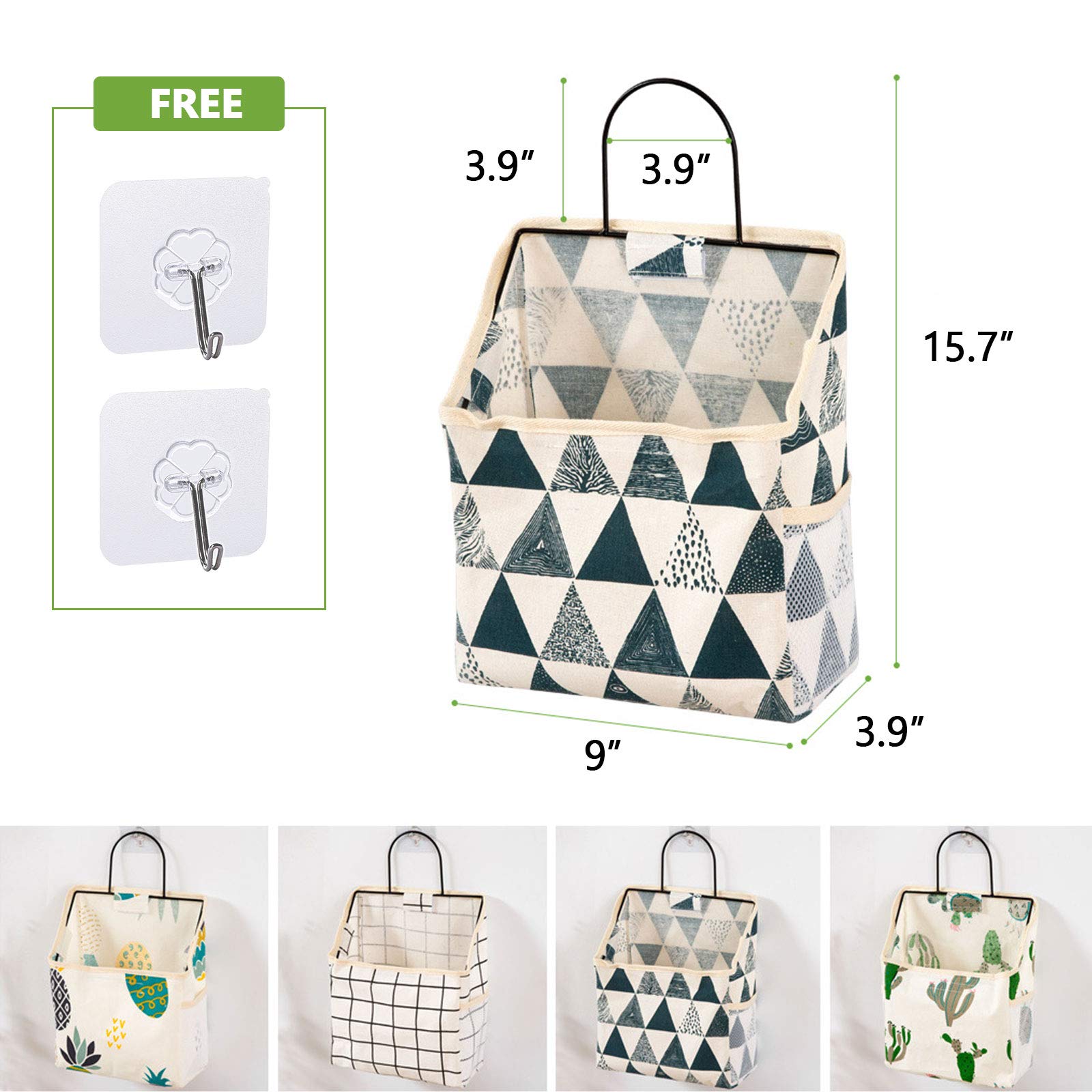 SuperDuo 2Pack Wall-Mounted Fabric Storage Bag Big Pocket Clothing Closet Organizer Basket Over The Door Linen Cotton Hanging Shelves Home Kitchen Box for Bedroom Bathroom Dormitory Desktop