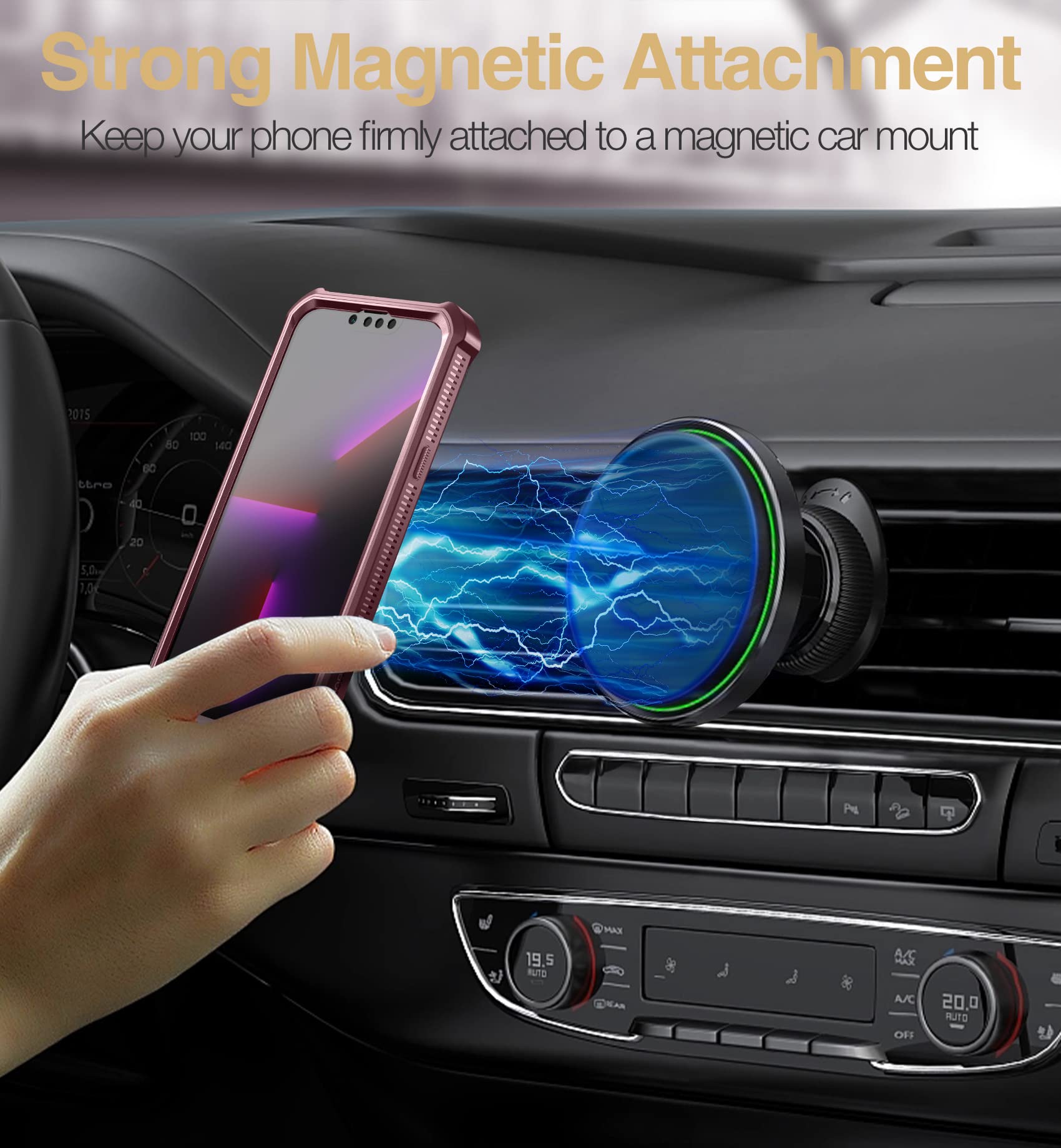 Dexnor Magnetic Case for iPhone 13 Pro Max, Compatible with MagSafe, [Built in Screen Protector and Kickstand] Full-Body Heavy Duty Case Protective Cover for iPhone 13 Pro Max 6.7 Inch, Red