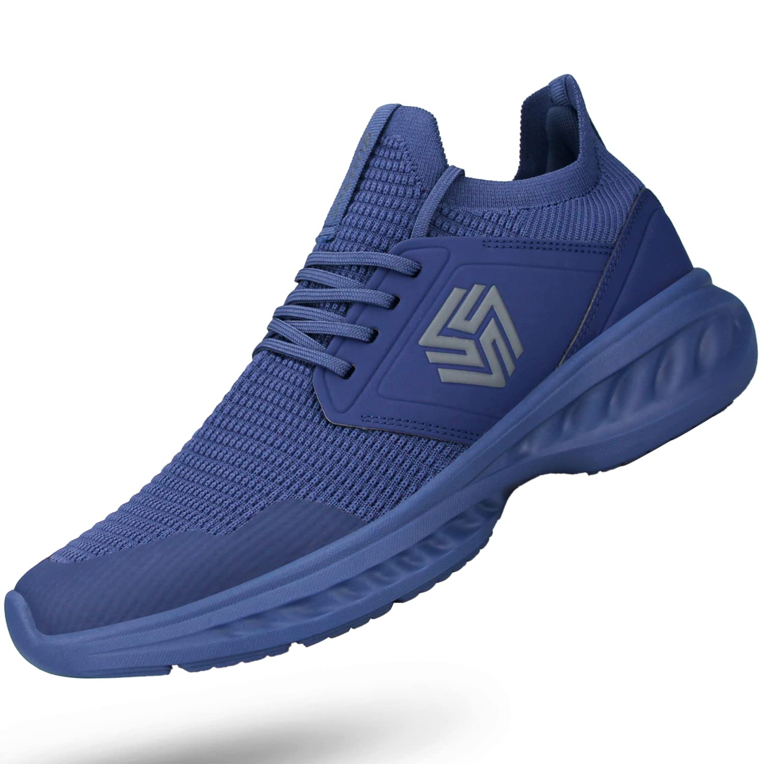 Giniros Mens Slip On Walking Shoes Non Slip Running Shoes Breathable Workout Shoes Lightweight Gym Sneakers Dark Blue Size 9.5