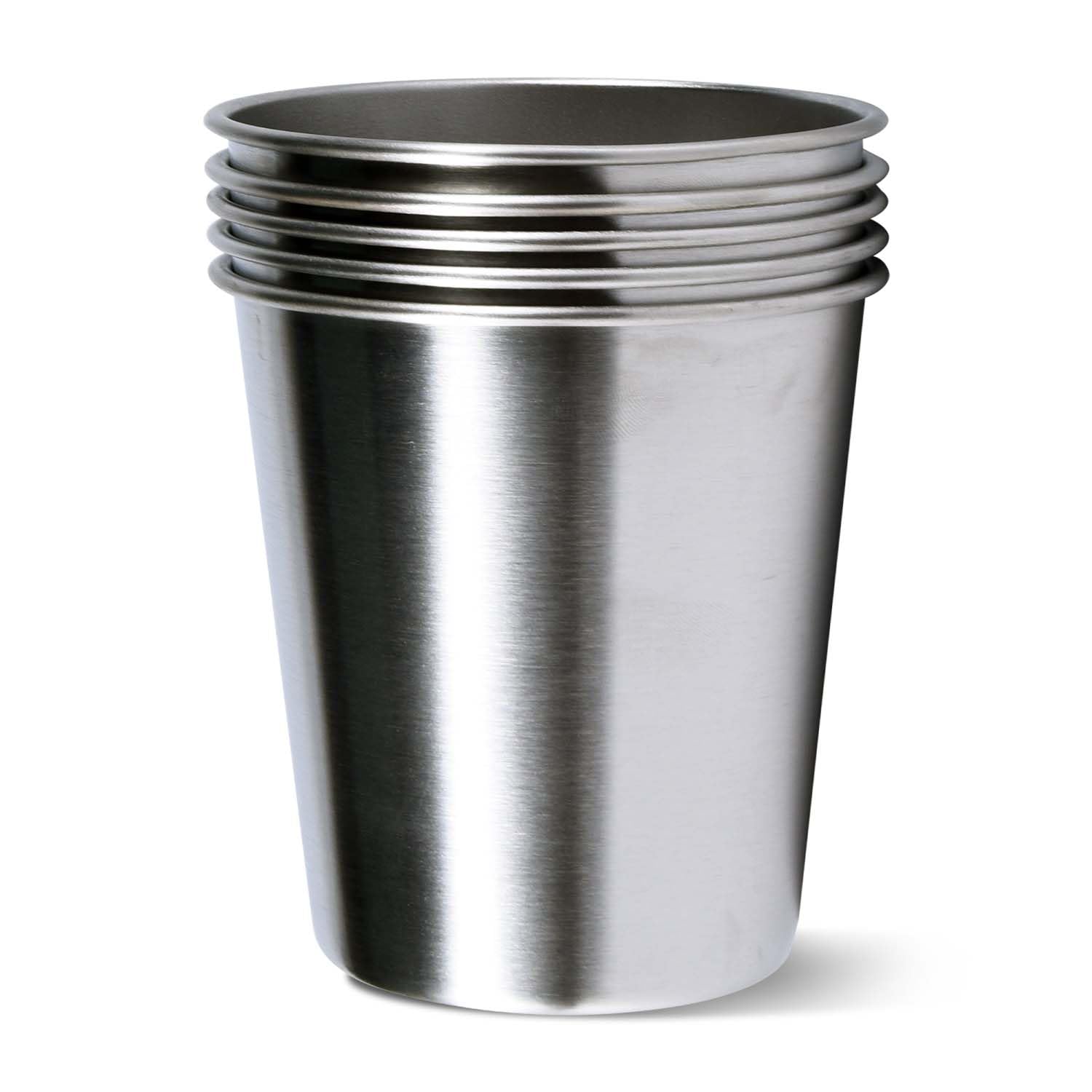 KISEER 5 Pack 8 Ounce Stainless Steel Pint Cups Shatterproof Cup Tumblers Unbreakable Metal Drinking Glasses for Bar, Home, Restaurant