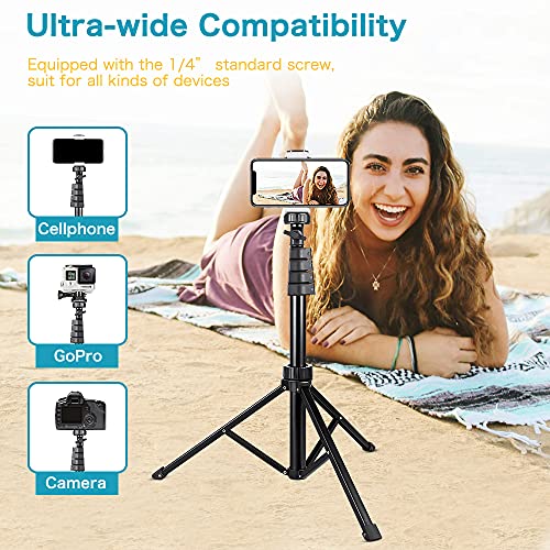 Aureday 62" Phone Tripod Accessory Kits, Camera & Cell Phone Tripod Stand with Wireless Remote and Universal Tripod Head Mount, Perfect for Selfies/Video Recording/Vlogging/Live Streaming