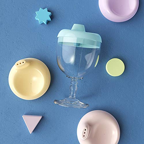 Rfvtgb 5oz (150ML) Baby Goblet Water Bottle Infant Goblet Sippy Cup for Toddlers No Spill Plastic Baby Goblet Party Cups with Duckbill Mouth Shape Lid for Feeding Baby Training (Blue)