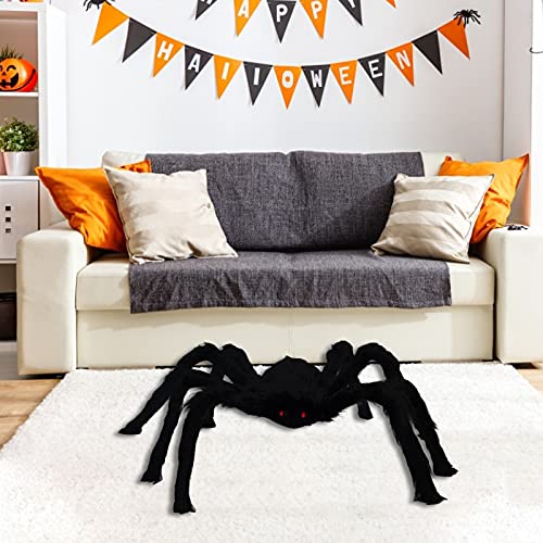 Spider Halloween Decorations Outdoor Indoor _ 27.56 Inches Halloween Simulation Skull Big Plush Spider Ornament Hairy Spider Décor for Indoor Outdoor Garden Yard Home Costumes Parties (C_1PCS)