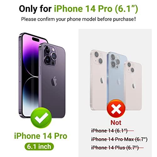 Elteker Phone Case Compatible with iPhone 14 Pro Case with Card Holder,RFID Blocking Wallet Case for Women with Ring-Holder Case for iPhone 14 Pro - Purple