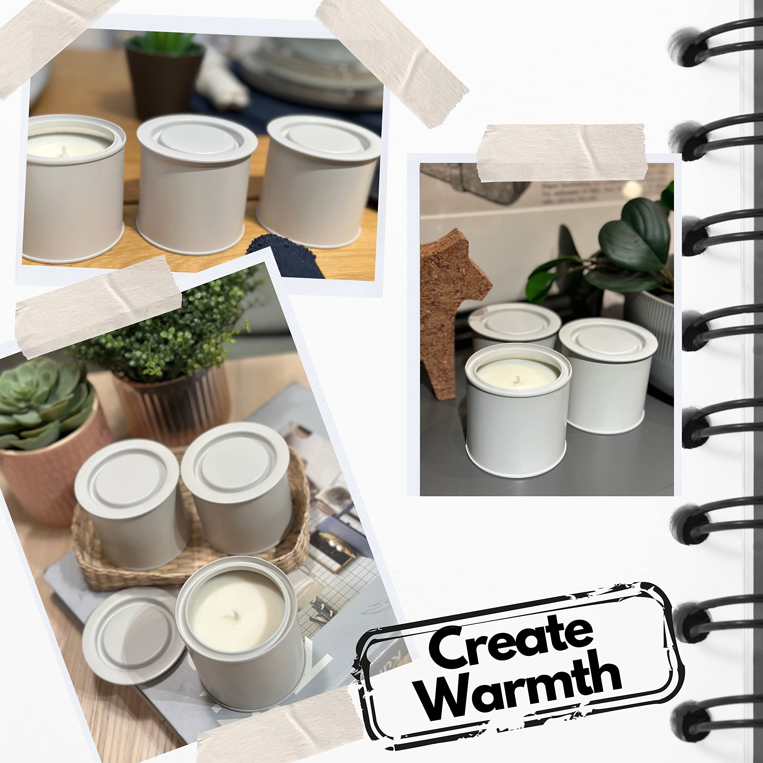 Fragranthetic (Empty Candle Tins 8 oz with Lids - 12-Pack of Bulk Candle Jars for Making Candles, Arts & Crafts, Storage, Gifts, and More - Empty Candle Jars with Lids (Cream)