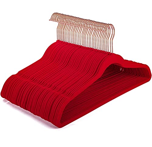 DLD Velvet Hangers Non Slip Velvet Suit Hangers 50 Pack Space Saving Velvet Clothes Hanger Premium Velvet Non Slip Hanger Ultra Thin Adult Hanger for Coats, Suit