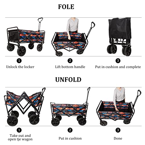 Nu Trendz Folding Wagon Cart, with All Terrainl Wheels, Heavy Duty Folding Wagon, Applies to Outdoor Camping