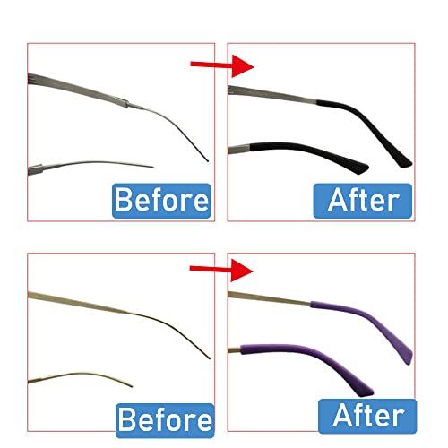 OPUGIT Eyeglass Replacement Temples, Silicone Eyeglass End Tips Ear Sock Pieces Tube Sleeve for Thin Metal Eyeglass Legs, 8 Pairs,Black/Brown