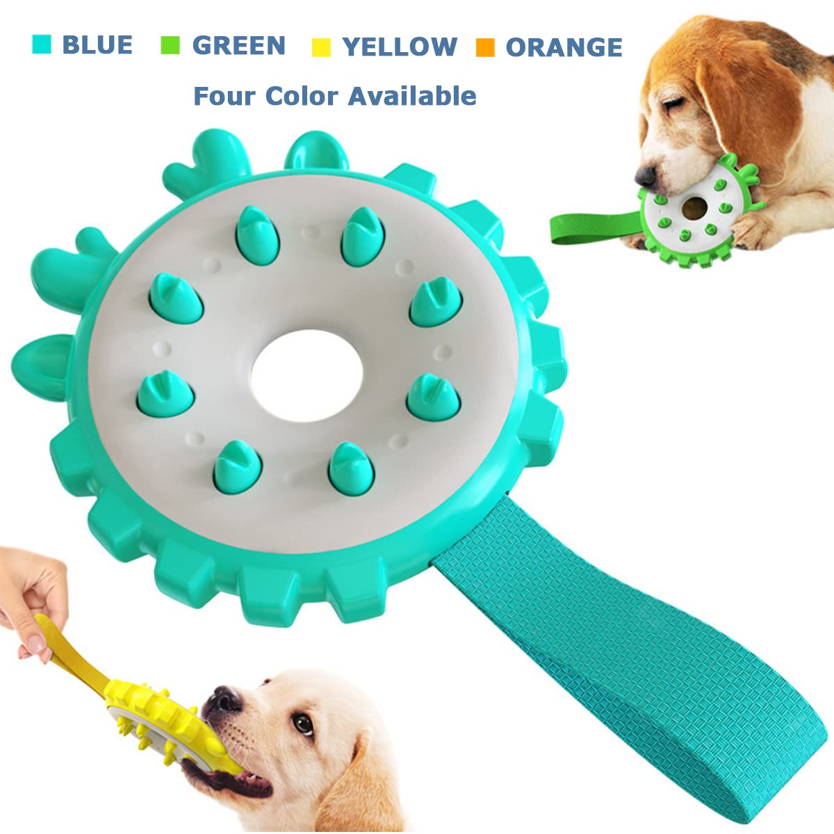 Knowish Dog Chew Toy Crab Shaped Throw and Catch Ring Toys Interactive Play Exercise Durable Rubber Tur of War Small Medium Breeds Pet Toy (Blue)