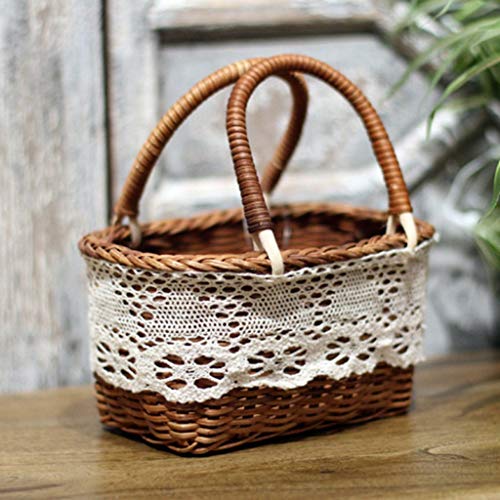 UXZDX Hand-Woven Small Flower Basket Rattan Small Flower Basket Flower Basket Simulation Flower Basket