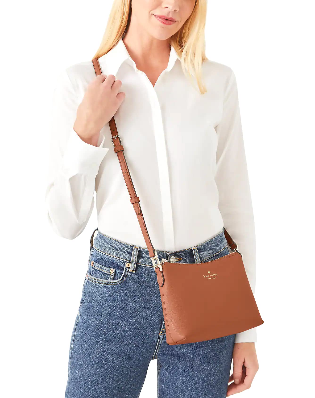 Kate Spade Bailey Textured Leather Crossbody Bag Purse Handbag, Warm Gingerbread
