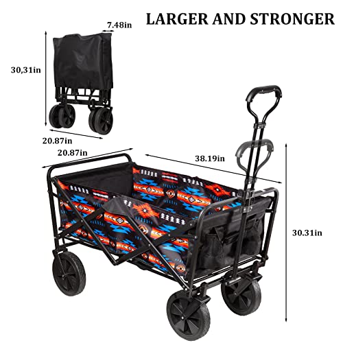 Nu Trendz Folding Wagon Cart, with All Terrainl Wheels, Heavy Duty Folding Wagon, Applies to Outdoor Camping