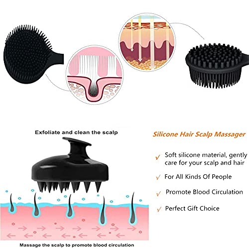 Cinlitek Silicone Body Scrubber & Scalp Massager, Long Handle Back Scrubber for Shower Brush,Exfoliating Body Scrubber, Shower Scrubber for Body Brush, Hair Dandruff Shampoo Brush for Men,Women&Kids