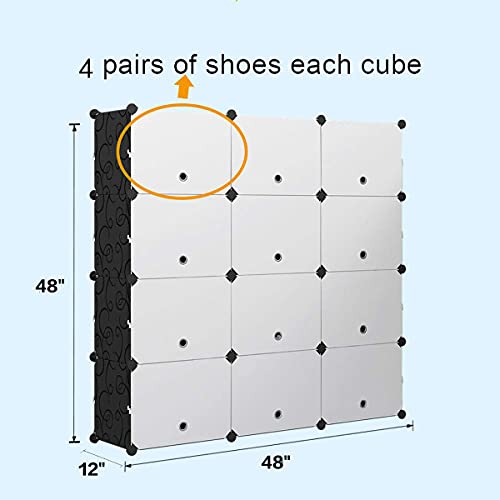 KOUSI Portable Shoe Rack Organizer 120 Pair Tower Shelf Storage Cabinet Stand Expandable for Heels, Boots, Slippers, 12 Tier