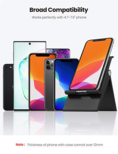 UGREEN Cell Phone Stand Holder Desk Adjustable iPhone Stand Small Foldable Portable Compatible with iPhone 14 13 12 Pro Max 11 SE, Samsung Galaxy Ultra S22 Black