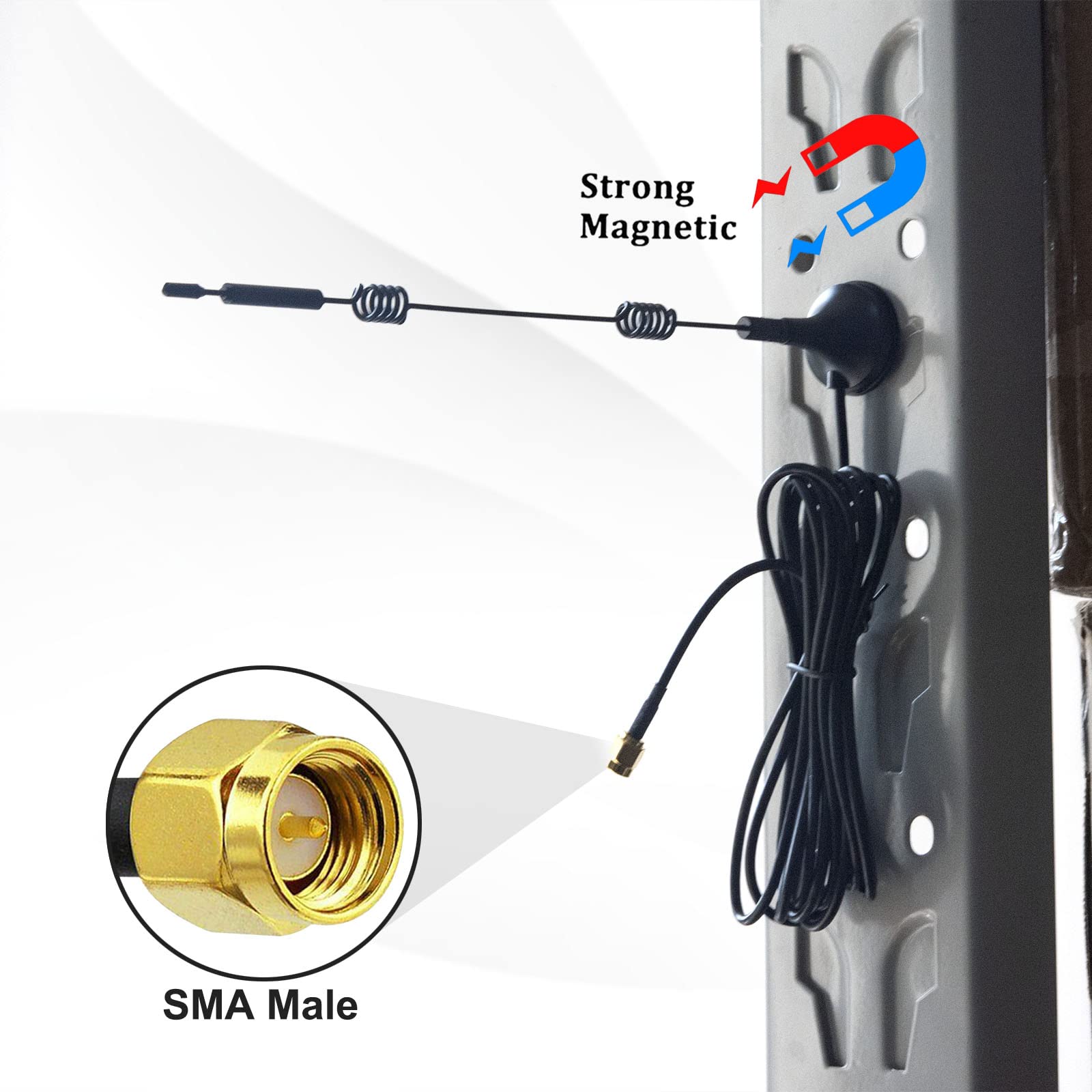 Dual Band WiFi Antenna 2.4GHz 5GHz 5.8GHz 9dBi Magnetic Base MIMO SMA Male Antenna for WiFi Router Wireless Router Gateway Network Card USB Adapter Security IP Camera Pack of 2