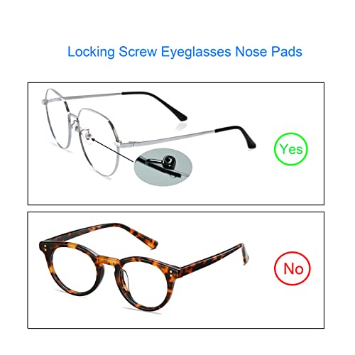 X-SHIYUN Eyeglasses Nose Pads,Titanium Nose Pads, for Metal Frames,Push in Repair Kit with Screws and Nose Pads for Glasses Anti Slip(Silvery 2 Pairs)