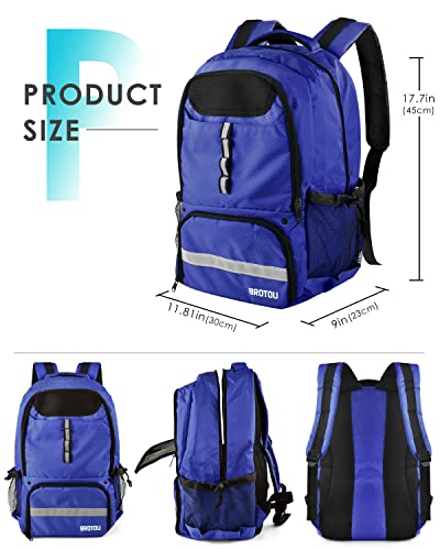 BROTOU Premium Soccer Bag, Basketball Backpack with Separate Cleat and Ball Compartment, Backpack for Rugby & Football & Volleyball & Handball (Blue)